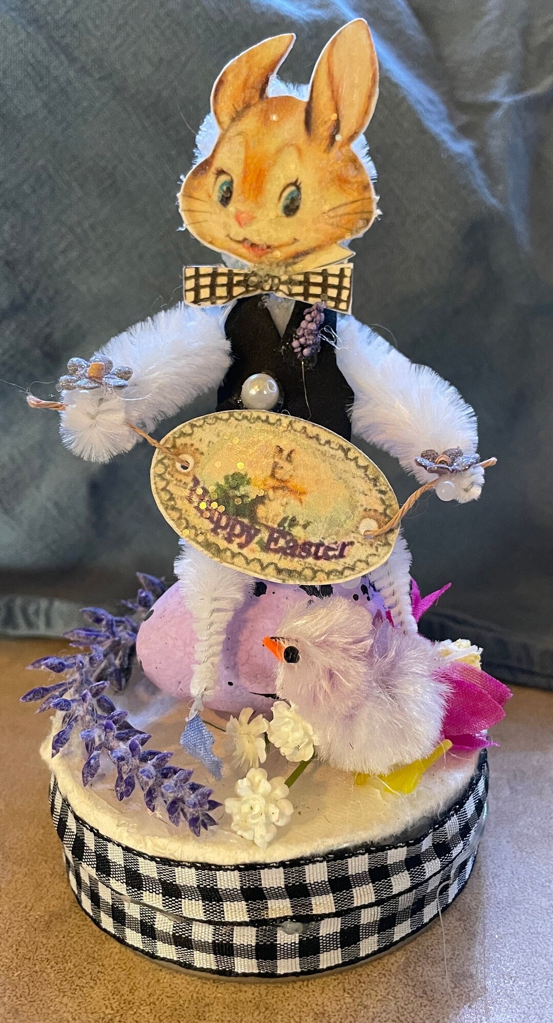 Vintage Style Chenille Bump Easter Bunny Easter Decor Chenille Chick - Etsy