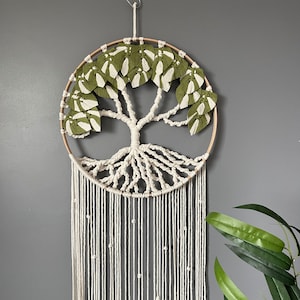 Macrame Kit - Large Tree of Life With Green and Natural Variegated ...