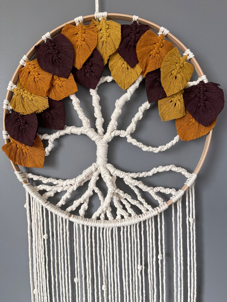 Macrame Kit - Large Tree of Life With Dark Autumnal Leaves - Etsy UK