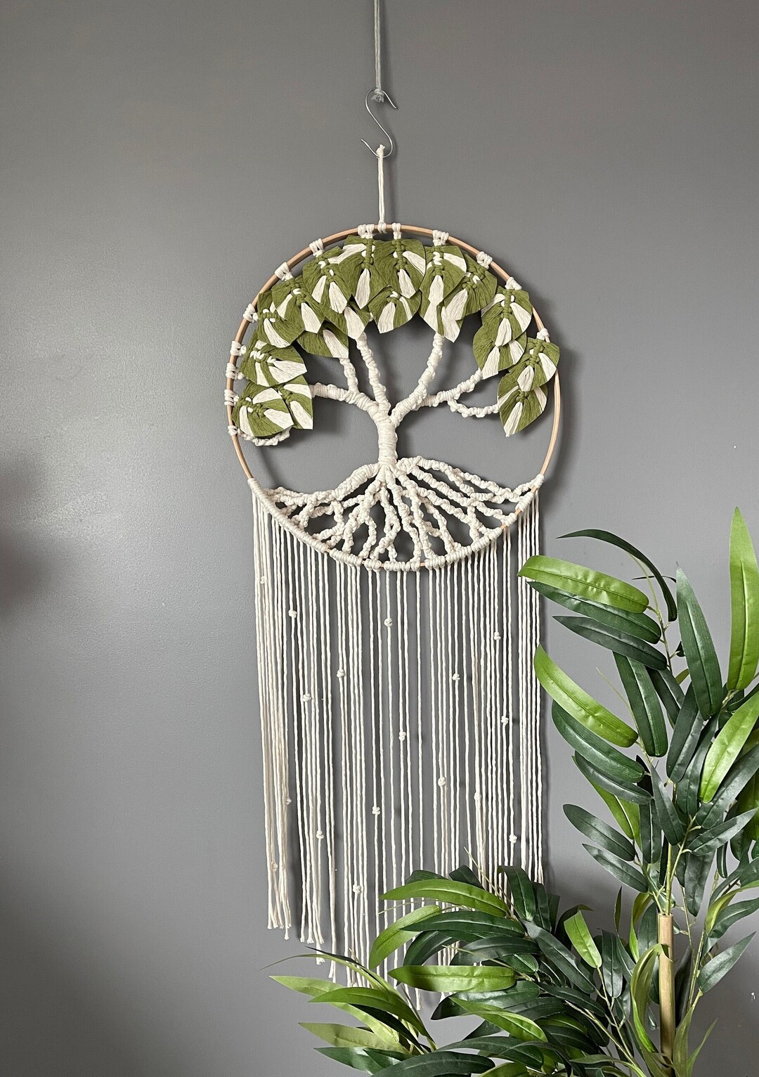 Macrame Kit - Large Tree of Life With Green and Natural Variegated ...