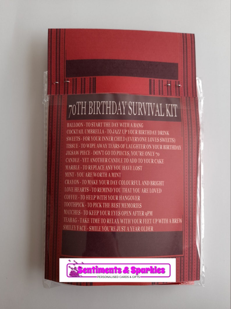 70TH BIRTHDAY SURVIVAL KIT - Etsy