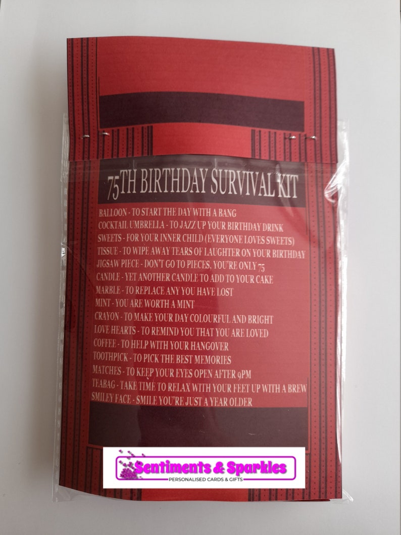 75TH BIRTHDAY SURVIVAL KIT - Etsy
