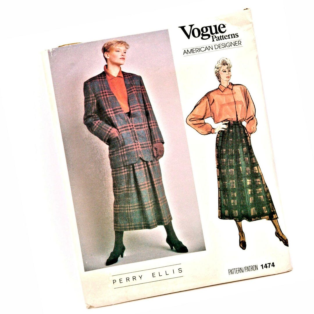 Vogue 1474 Perry Ellis Sewing Pattern Uncut Jacket Skirt Blouse Misses ...