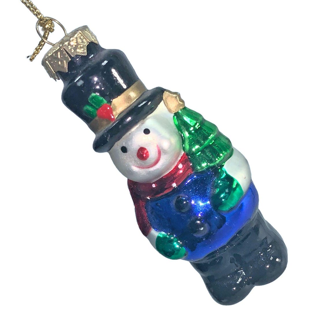 Thomas Pacconi Ornament Museum Series Snowman Carrying Tree Blown Glass ...