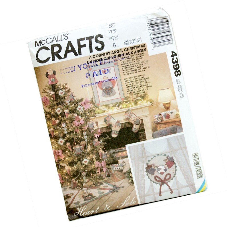 Mccall Crafts 4398 Sewing Pattern Christmas Skirt Angel Stocking ...