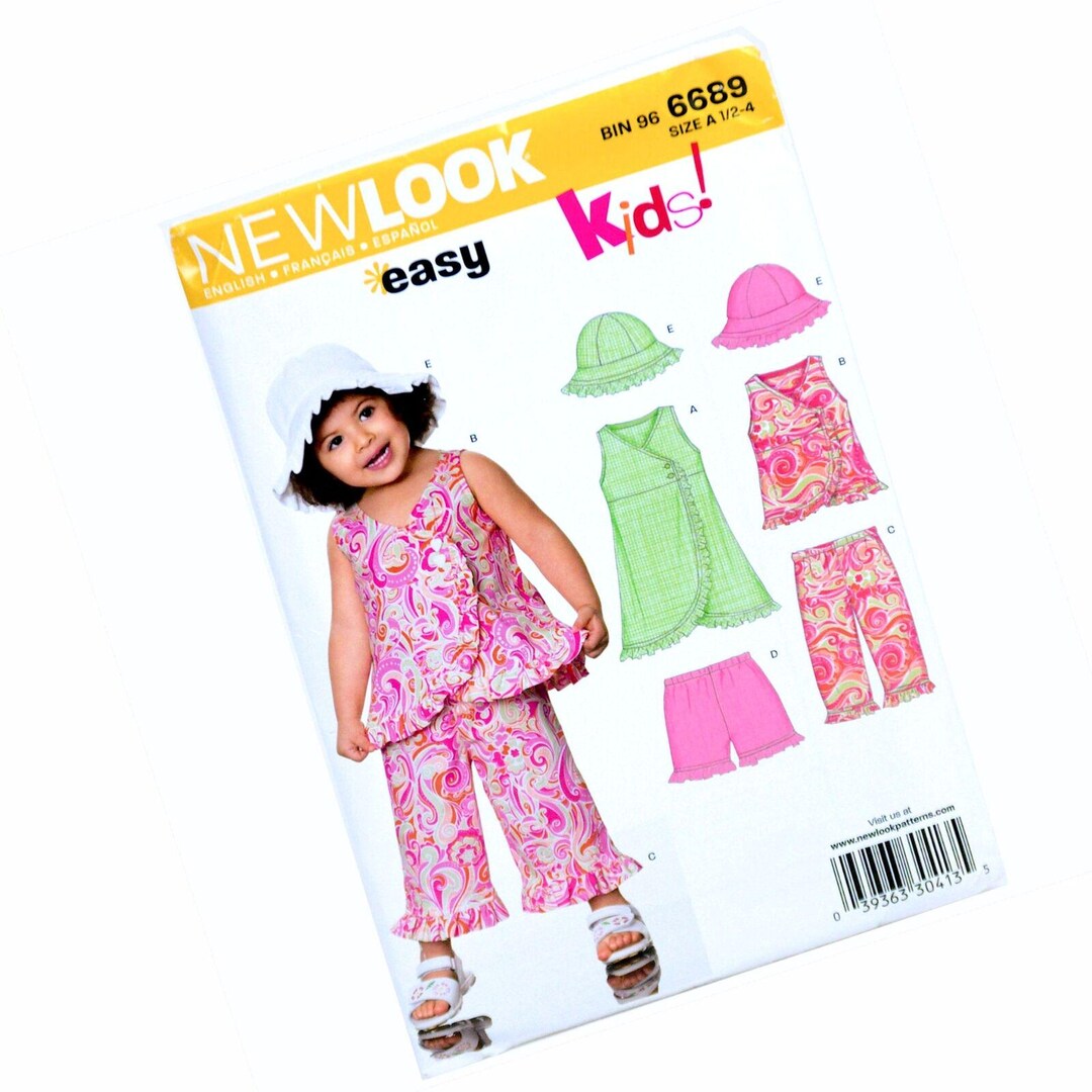 New Look 6689 Sewing Pattern Hat Dress Shirt Shorts Pants Uncut Toddler ...