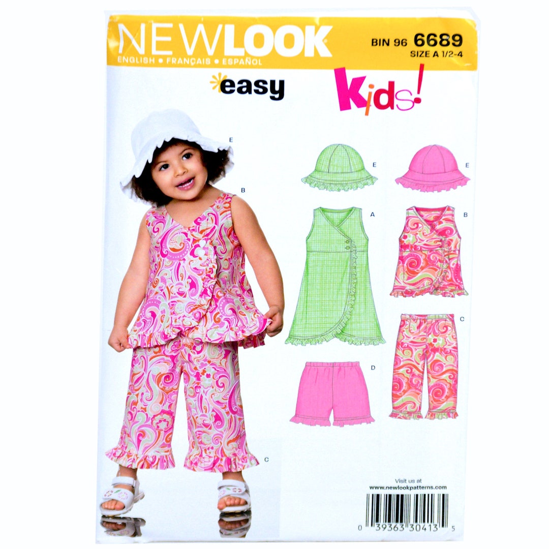 New Look 6689 Sewing Pattern Hat Dress Shirt Shorts Pants Uncut Toddler ...