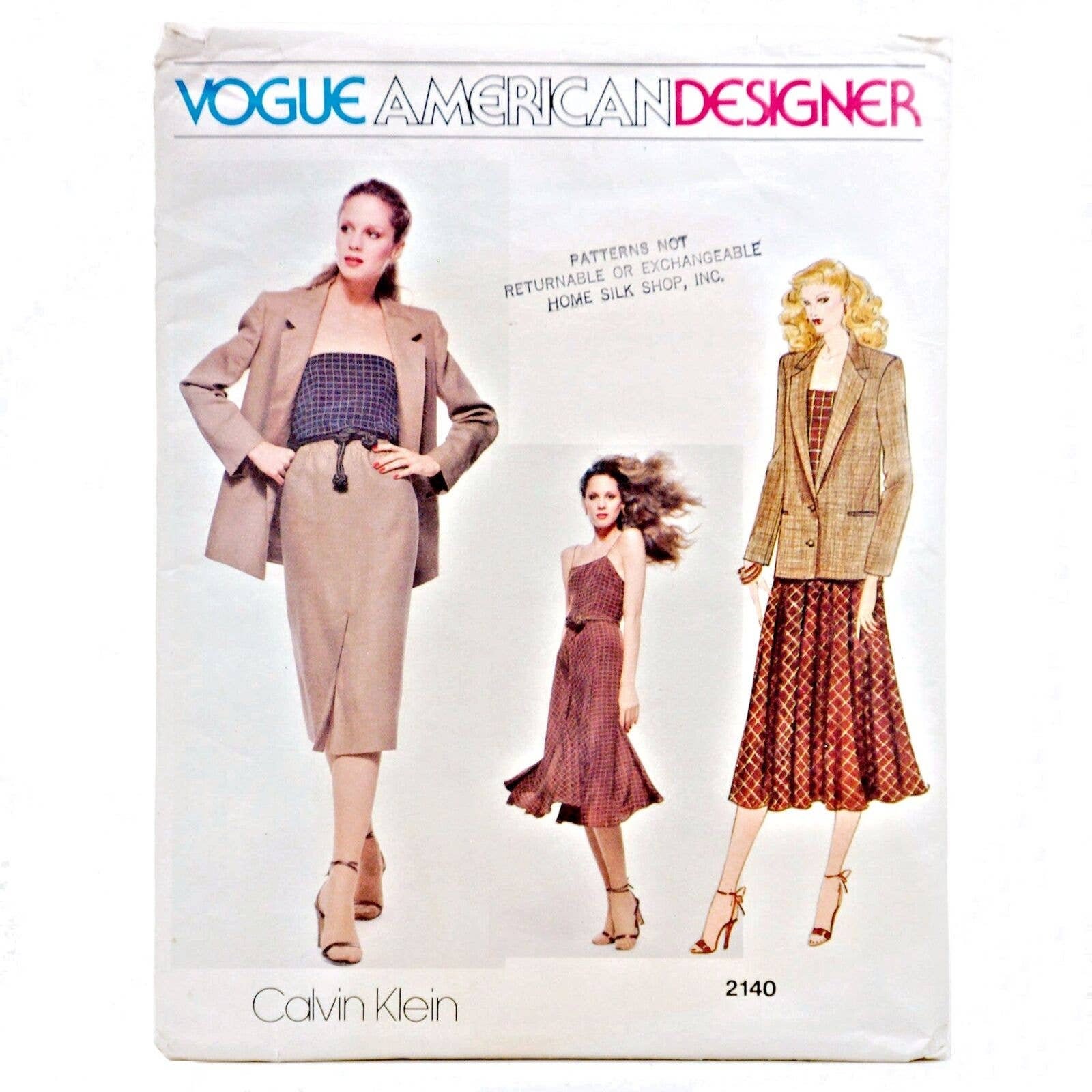 Vogue 2140 Calvin Klein Sewing Pattern Jacket Dress Camisole Top Skirt ...