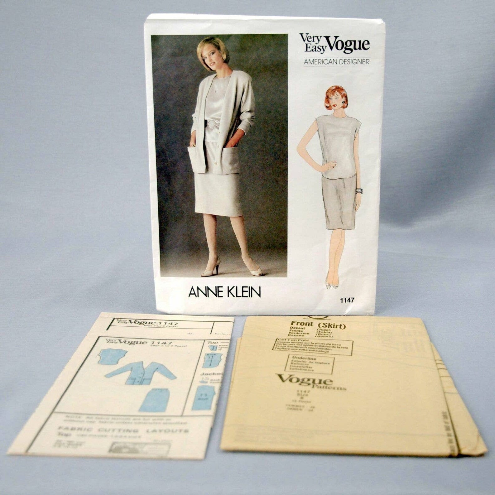 Anne Klein Vogue 1147 Sewing Pattern: 80s Jacket, Skirt & Top - Size 8 ...