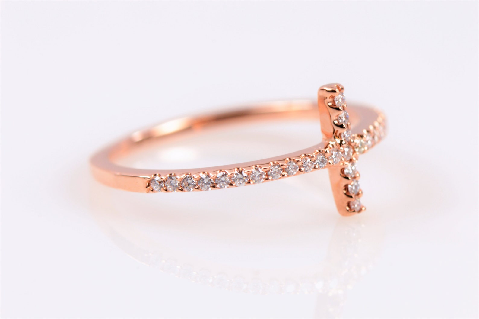 14K Gold Diamond Cross Ring , Women's Jewelry, Ladies Rings, Cross Band ...