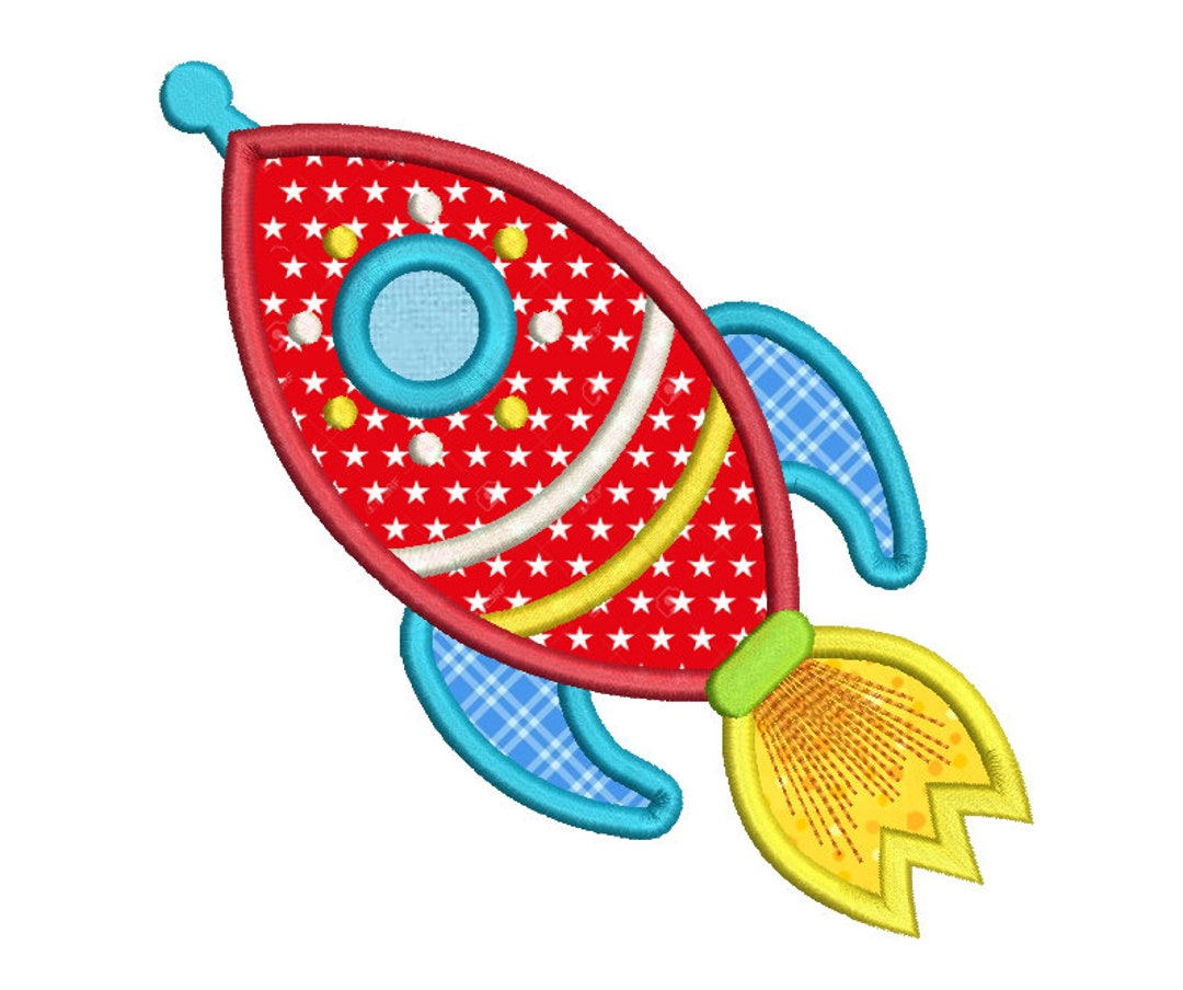 Rocket Ship Applique Embroidery Design, Space Ship Machine Embroidery ...