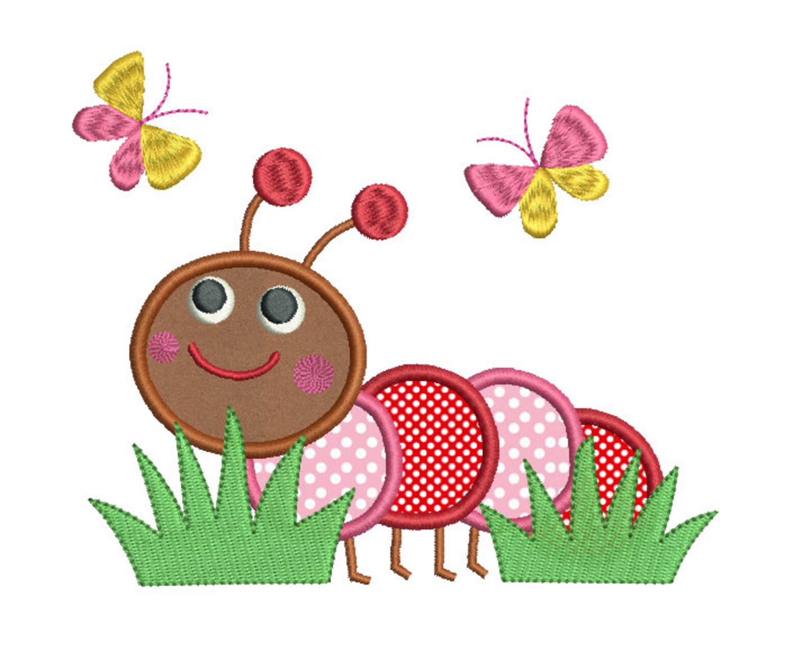 Caterpillar Applique Embroidery Design, Cute Caterpillar With ...