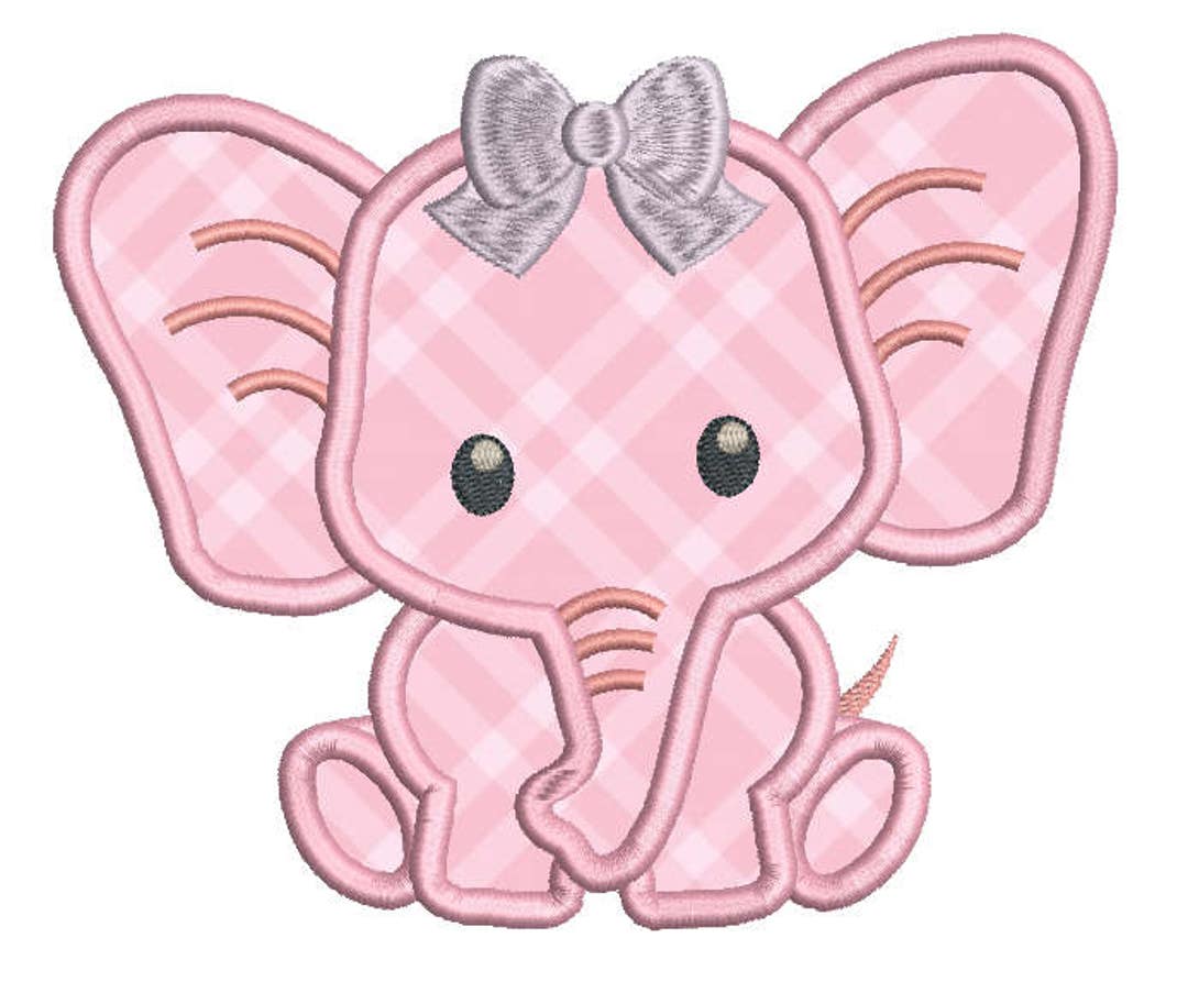 Baby Elephant Applique Embroidery Design, Cute Elephant Machine ...