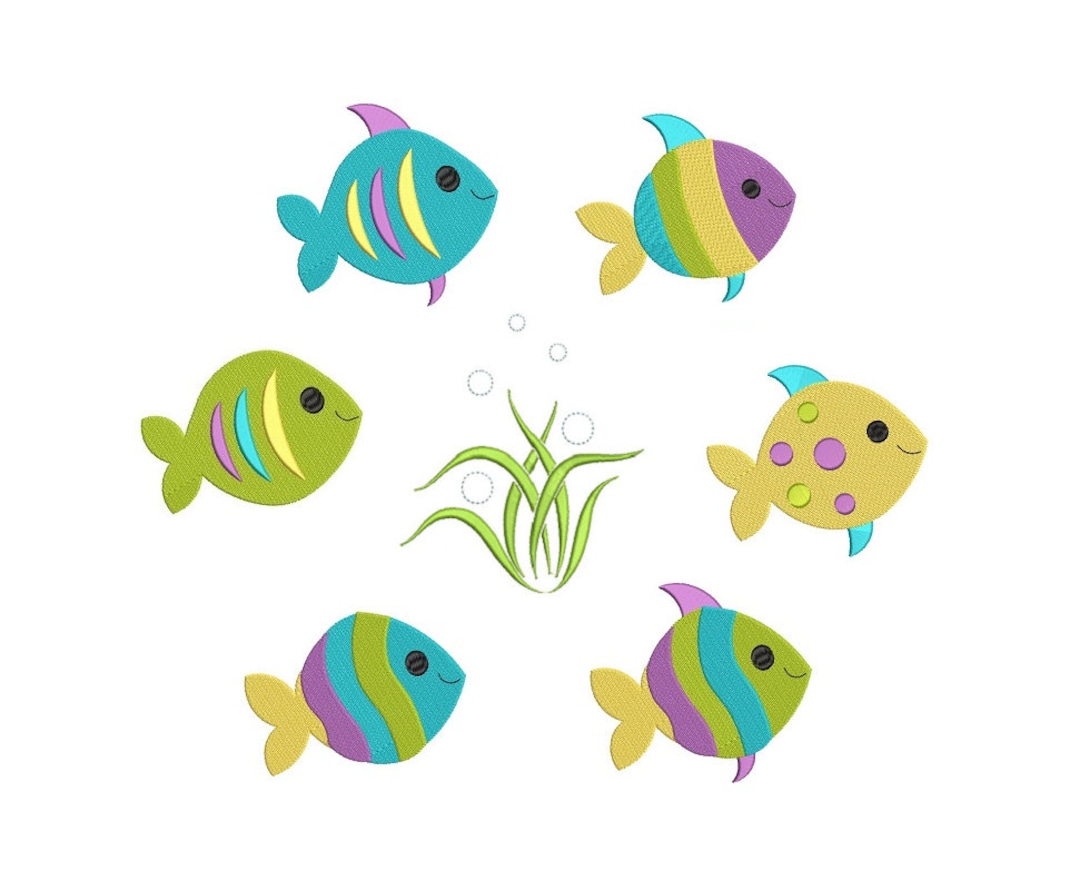 Mini Fish Machine Embroidery Design, Fill Stitch, Sea Life Embroidery ...
