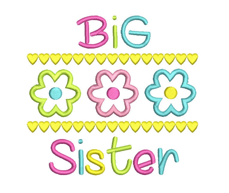 Hermana mayor apliques diseño del bordado bordado de máquina - Etsy España