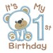 1st Birthday Machine Embroidery Applique Design, Teddy Bear First ...