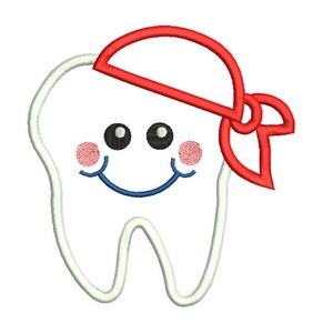 Tooth Machine Embroidery Applique Design, Cute Tooth, Boy's Pirate ...