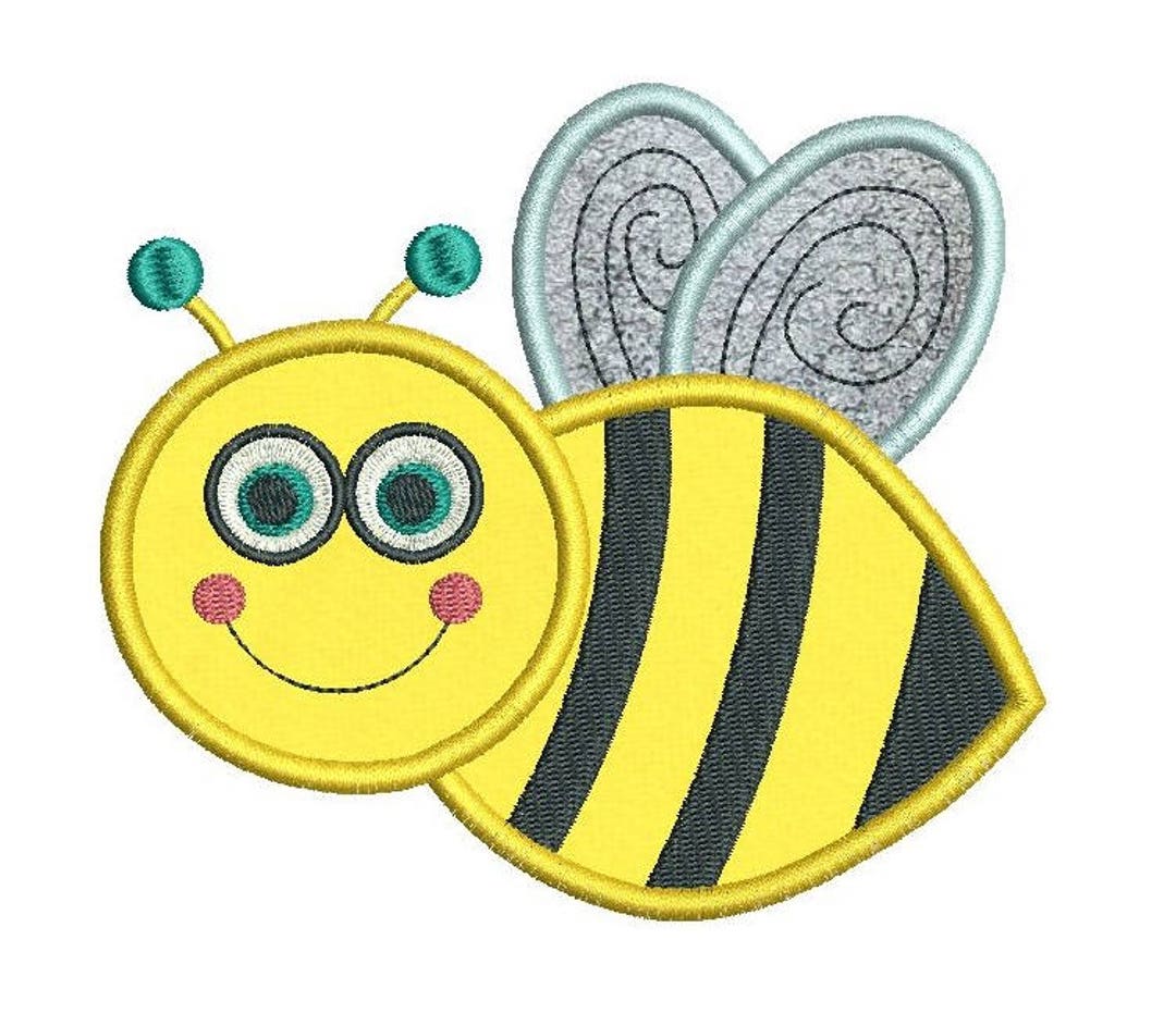 Cute Bee Embroidery Applique Design, Happy Bee, Machine Embroidery, Bee ...