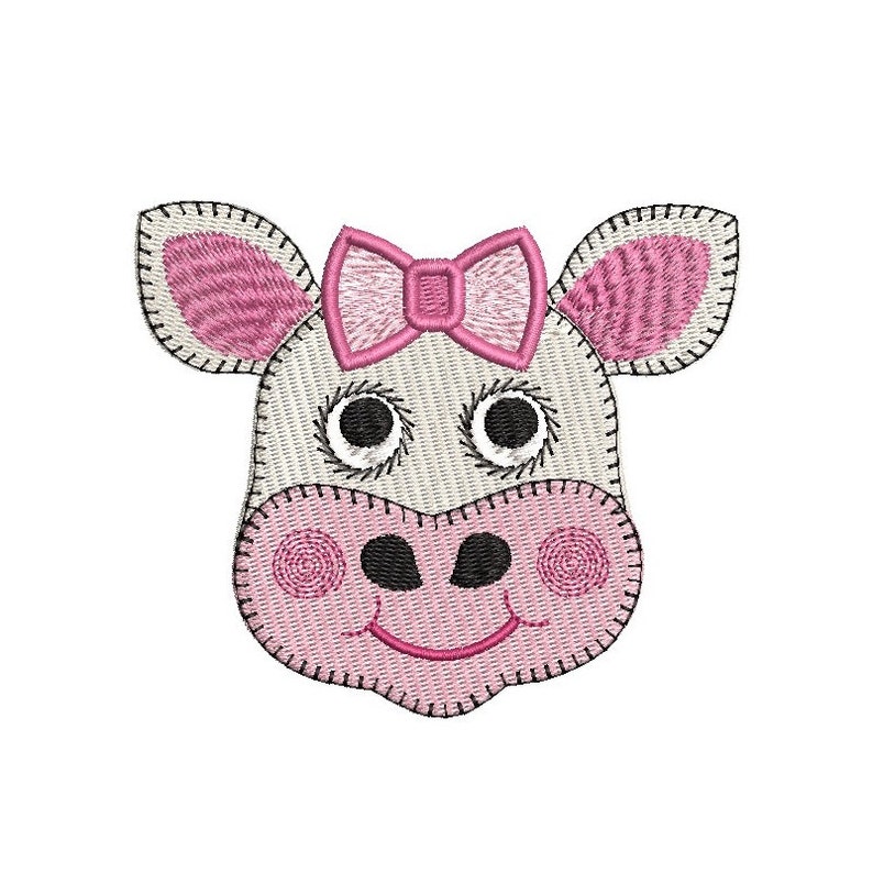 Cow Embroidery Design Cow Face Girl Cow Fill Stitch Cute - Etsy