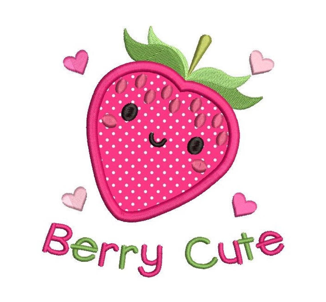 Strawberry Embroidery Applique Design Cute Strawberry - Etsy