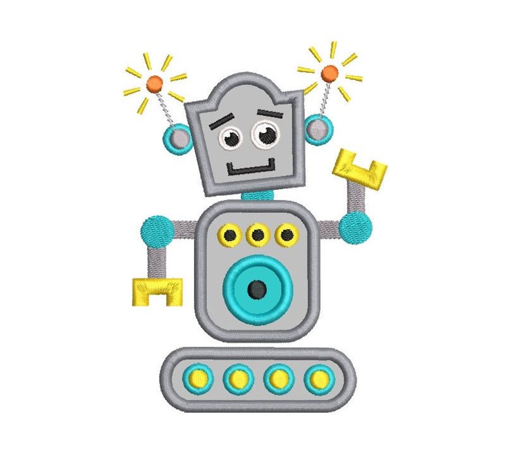 Robot Machine Embroidery Applique Design, Cute Robot Applique, Boy's ...