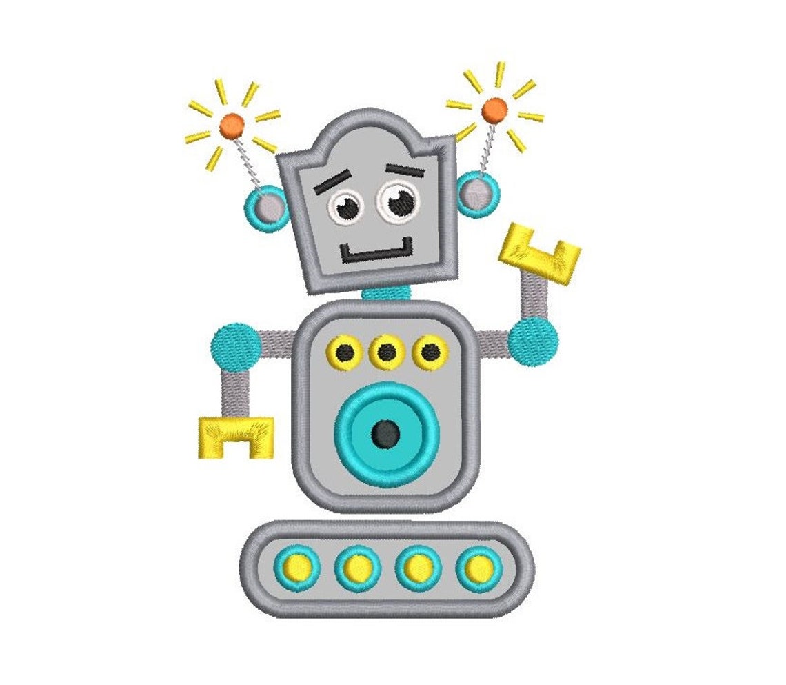 Robot Machine Embroidery Applique Designs Cute Robot | Etsy