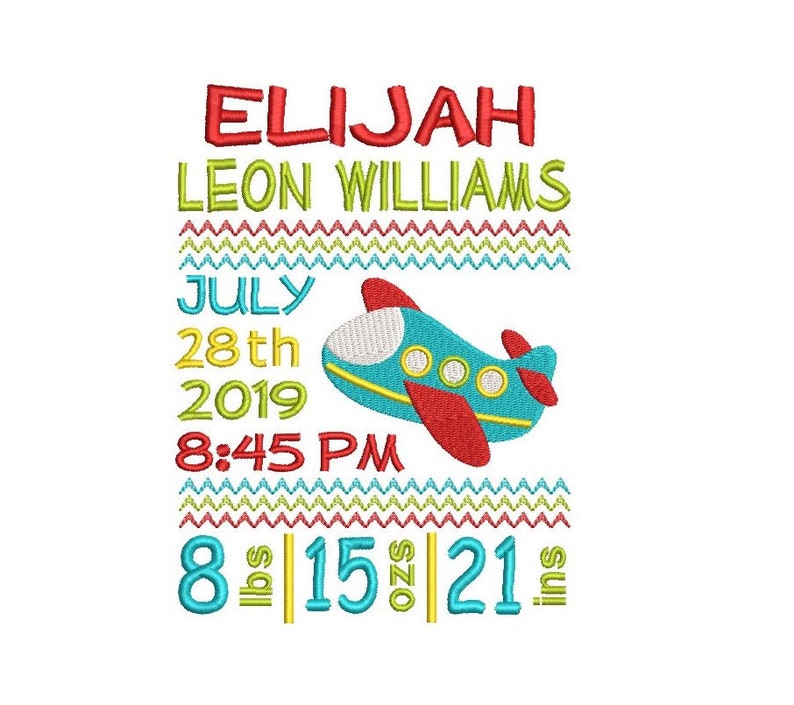 Birth Announcement TEMPLATE Embroidery Design Baby Birth - Etsy