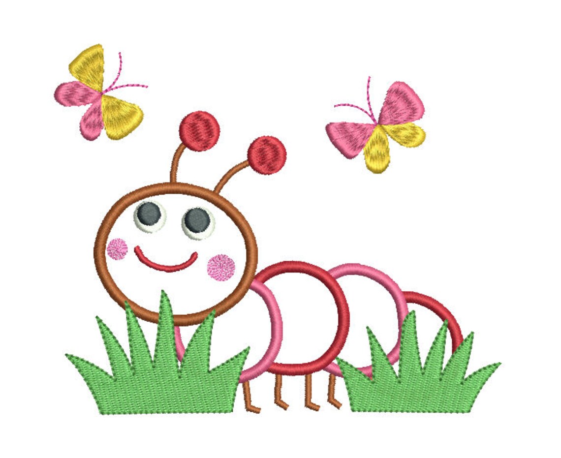 Caterpillar Applique Embroidery Design, Cute Caterpillar With ...