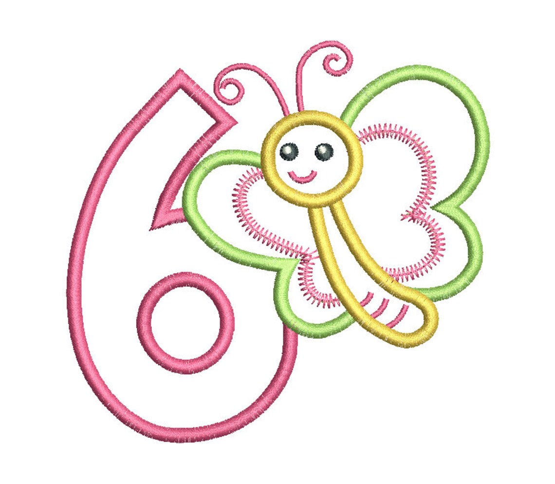 Girl's 6th Birthday Applique Machine Embroidery Design - Etsy