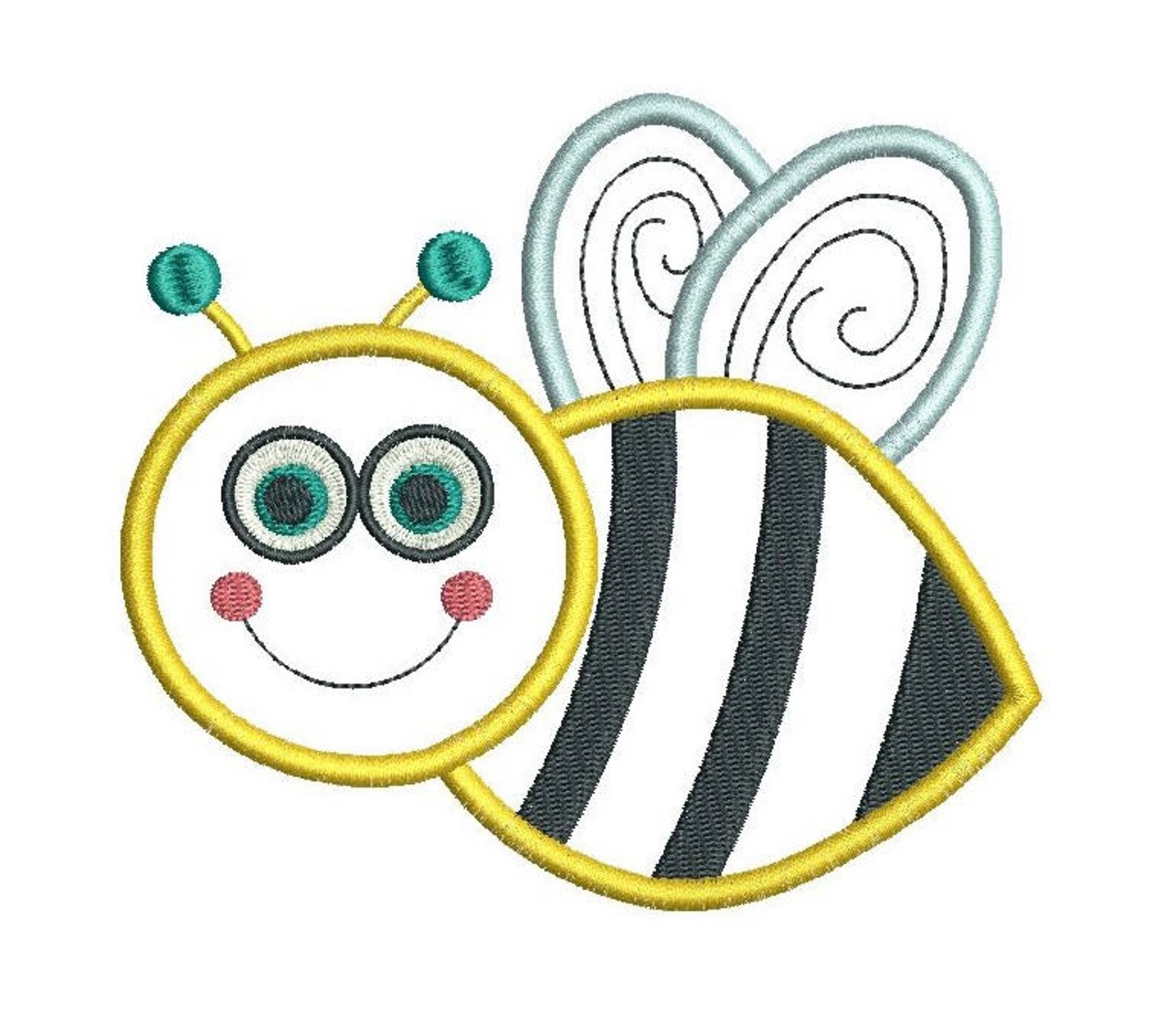Cute Bee Embroidery Applique Design, Happy Bee, Machine Embroidery, Bee ...