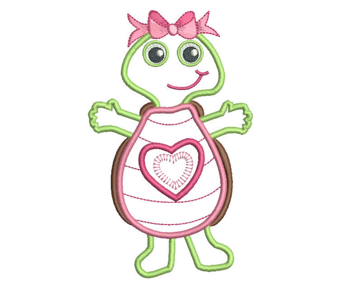 Girly Turtle Applique Embroidery Design Cute Turtle Machine - Etsy