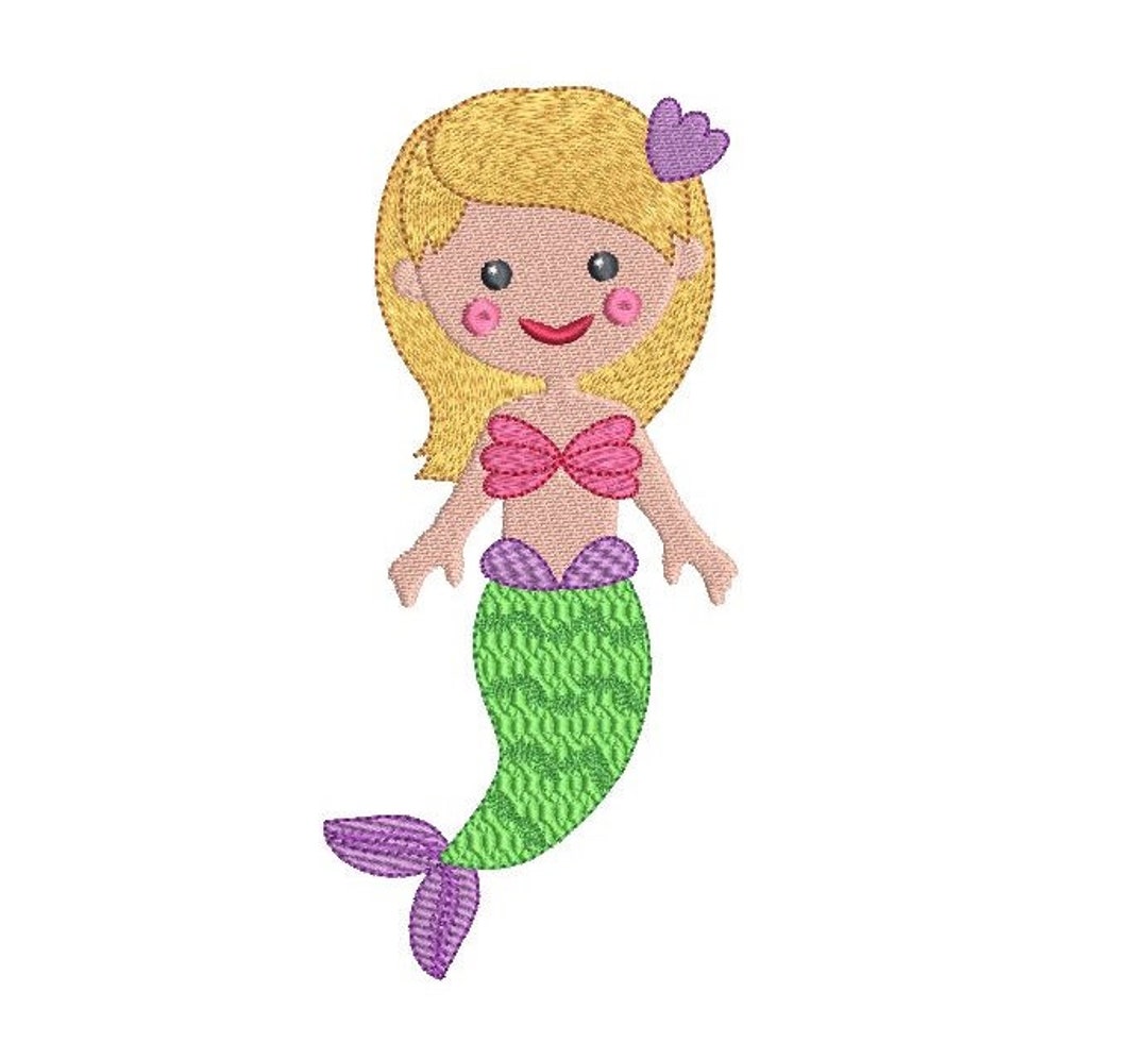 Mermaid Machine Embroidery Design, Fill Stitch Mermaid Girl, Sea Life ...