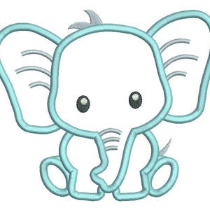 Baby Elephant Applique Embroidery Design, Cute Elephant Machine ...