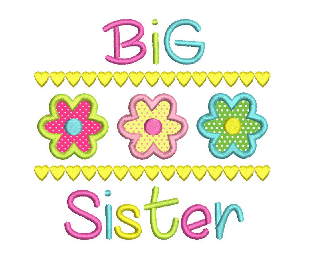 Hermana mayor apliques diseño del bordado, bordado de máquina Floral ...
