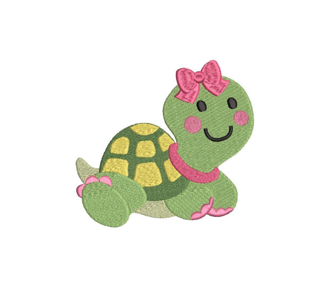 Girly Turtle Embroidery Design, Cute Turtle, Baby Turtle, Turtle With ...
