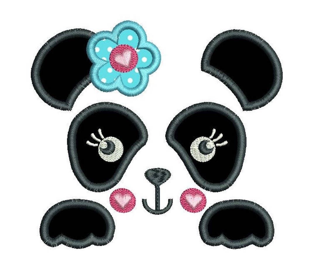 Cute Panda Applique Machine Embroidery Design, Panda Face Applique ...