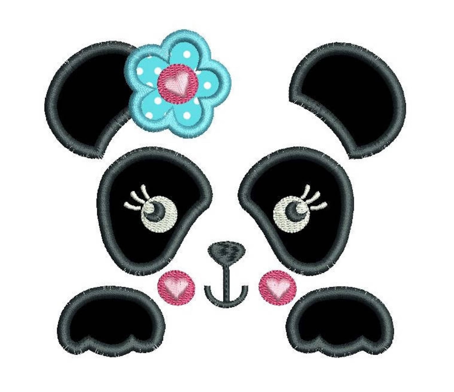 Cute Panda Applique Machine Embroidery Design Panda Face - Etsy