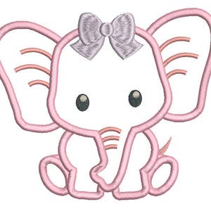 Baby Elephant Applique Embroidery Design, Cute Elephant Machine ...