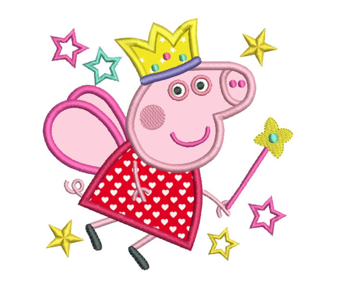 Fairy Pig Embroidery Applique Design, Fairy Pig, Princess Pig, Birthday ...