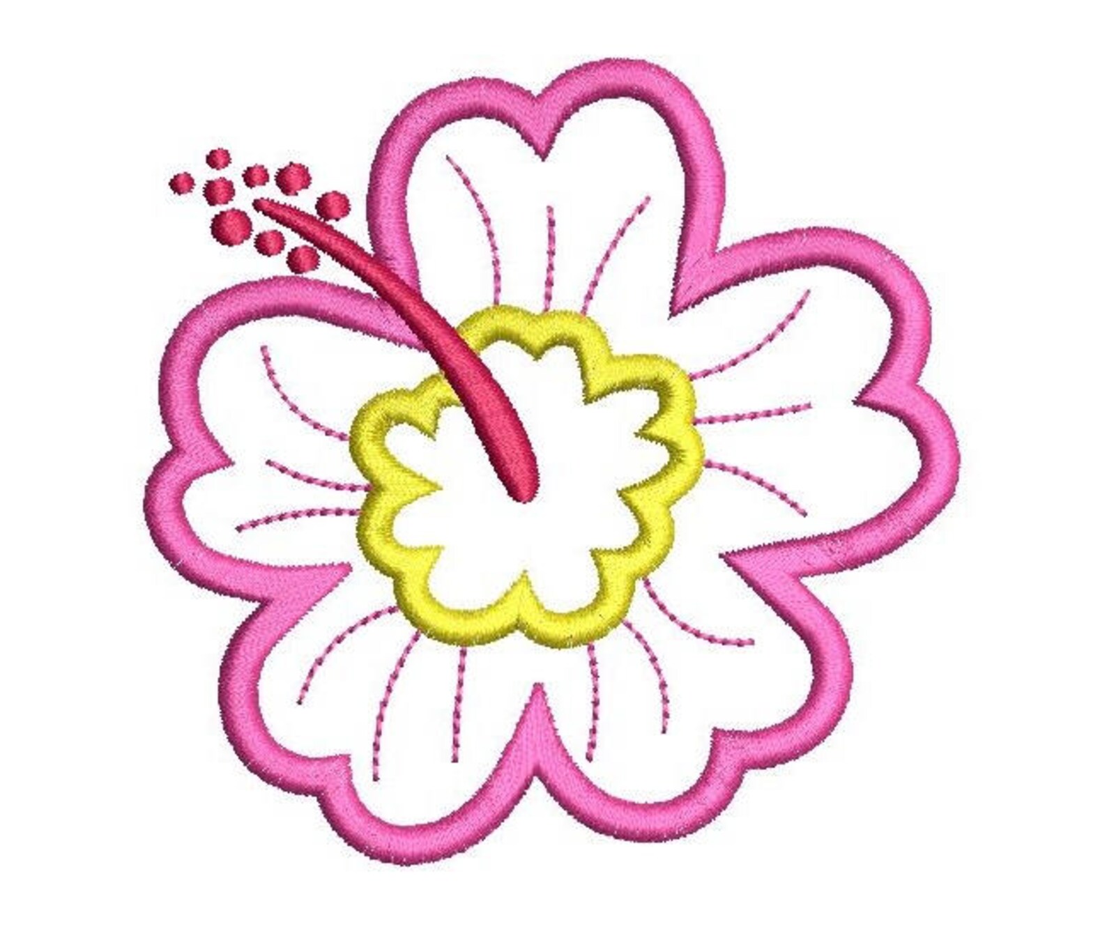 Floral Applique Machine Embroidery Design, Hibiscus Flower Applique ...