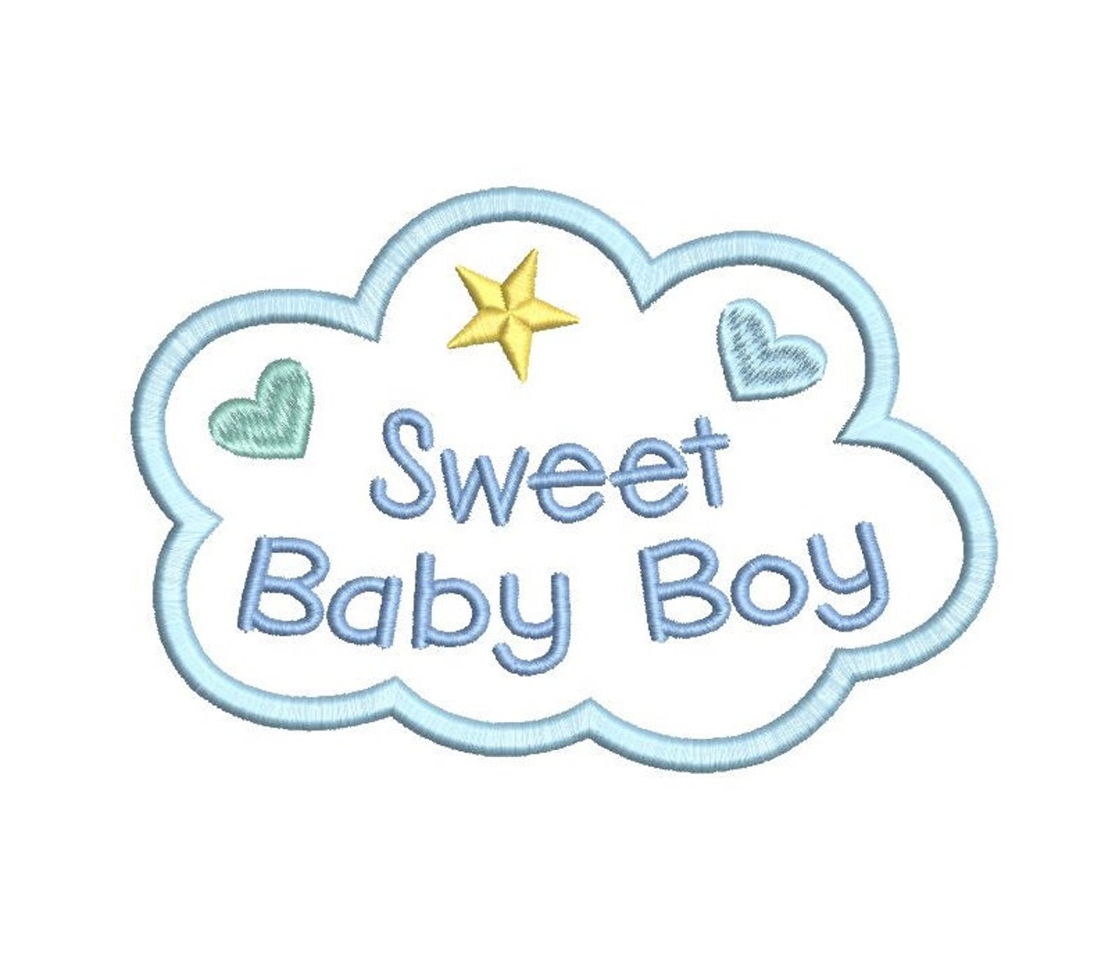 Baby Boy Embroidery Applique Design Sweet Baby Boy Cloud - Etsy