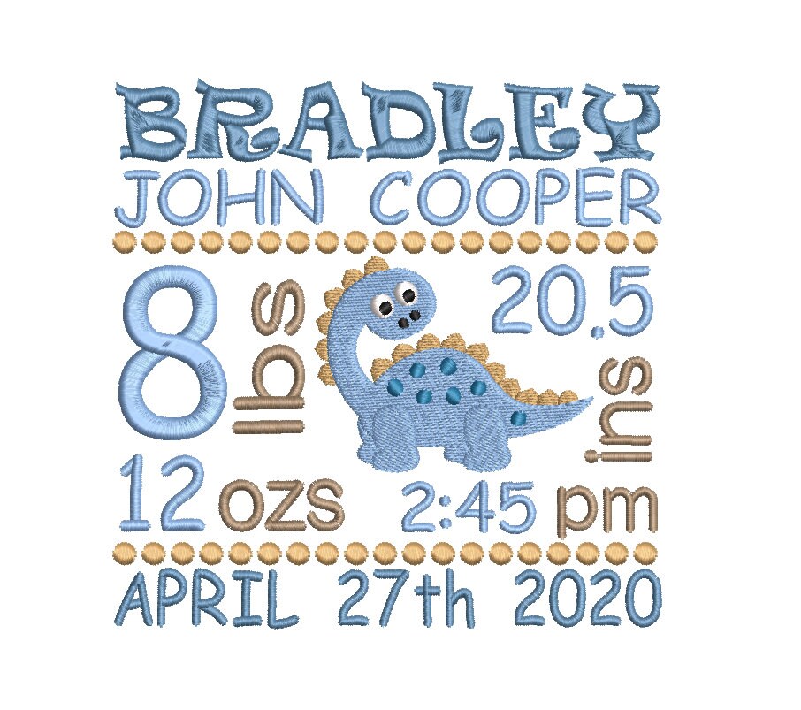 Birth Announcement TEMPLATE Embroidery Design Baby Birth - Etsy