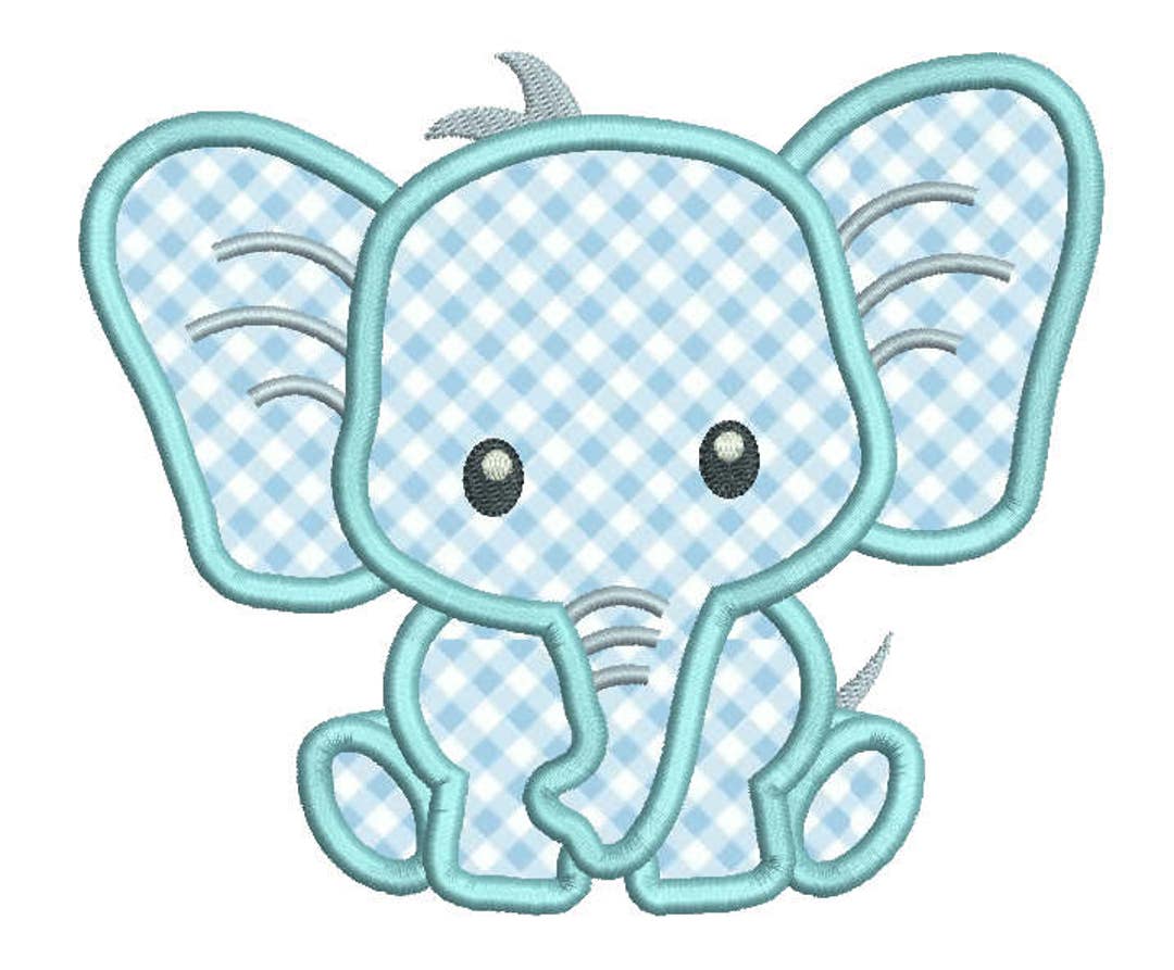 Baby Elephant Applique Embroidery Design, Cute Elephant Machine ...