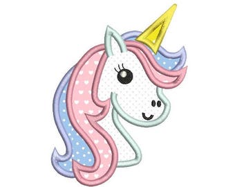 Girly Unicorn Face Head Machine Embroidery Design Instant - Etsy