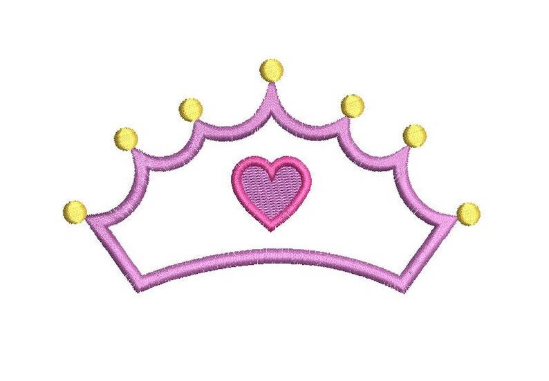 Princess Crown Applique Embroidery Design, Princess Embroidery, Crown ...