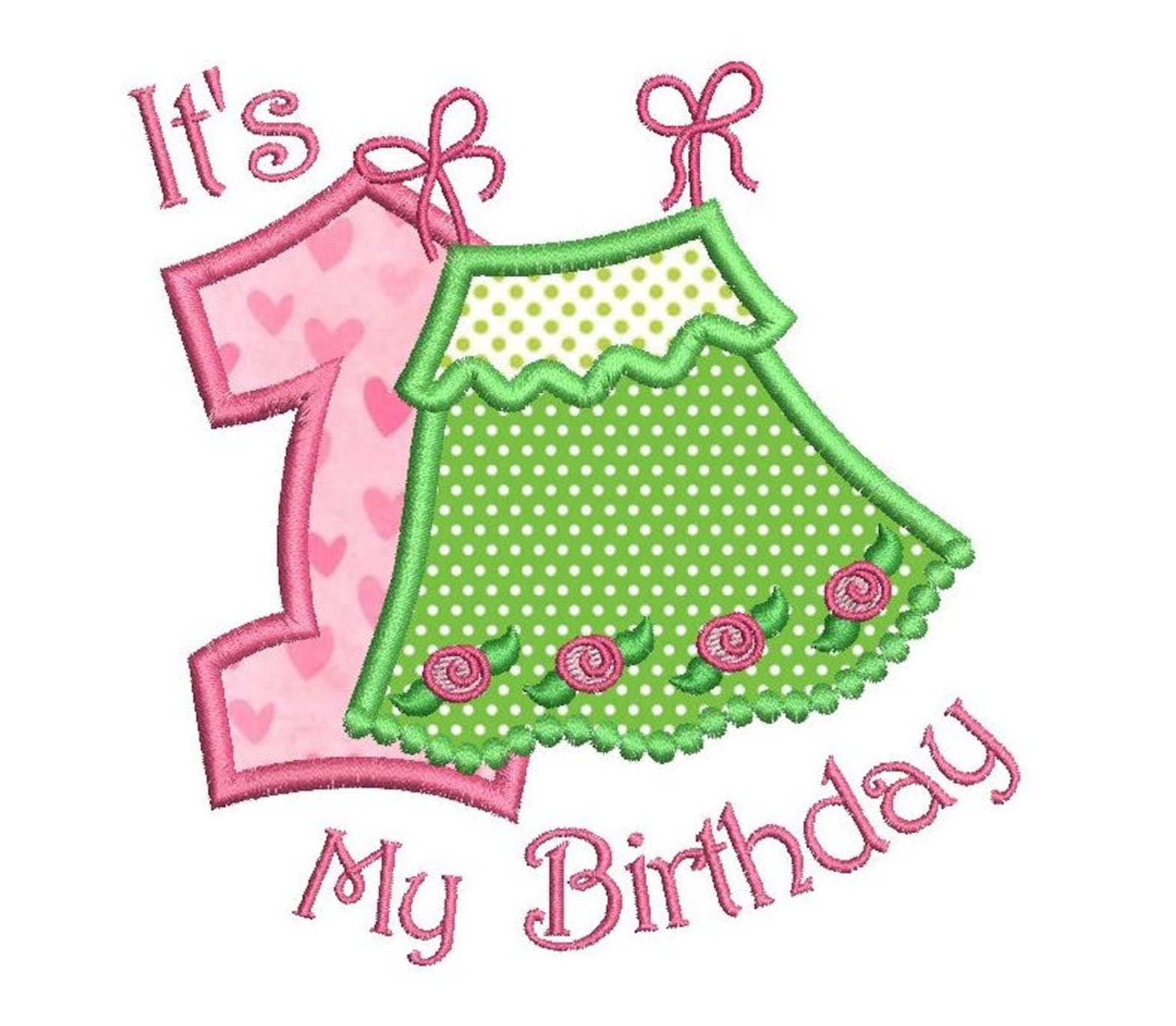 1st Birthday Applique Machine Embroidery Design Baby Dress | Etsy