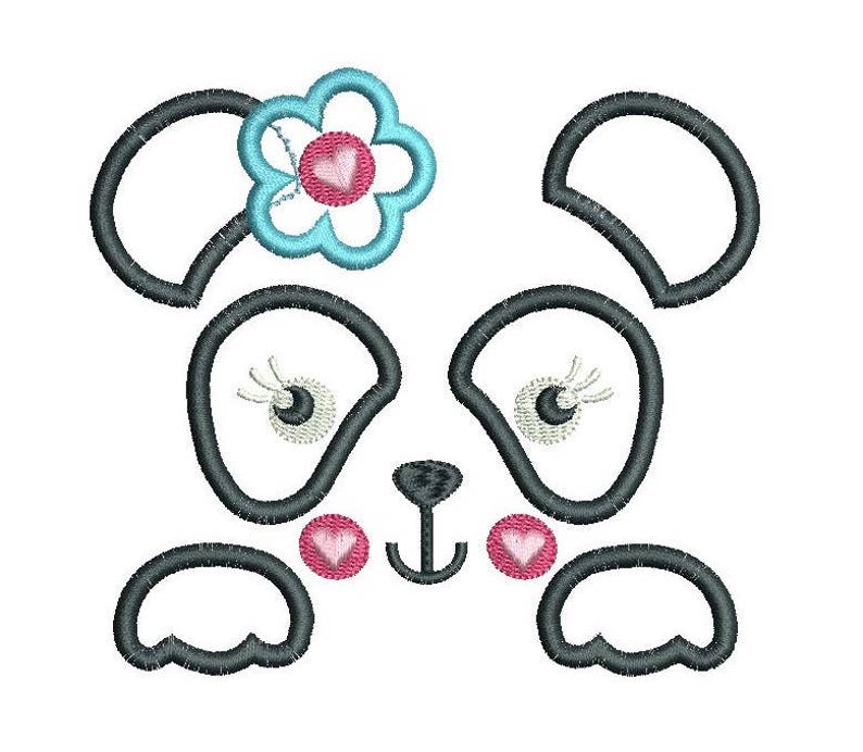 Cute Panda Applique Machine Embroidery Design Panda Face - Etsy
