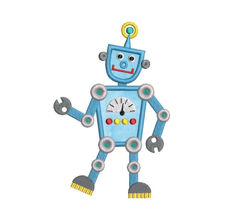 Robot Machine Embroidery Applique Designs, Cute Robot Appliques, Boy's ...