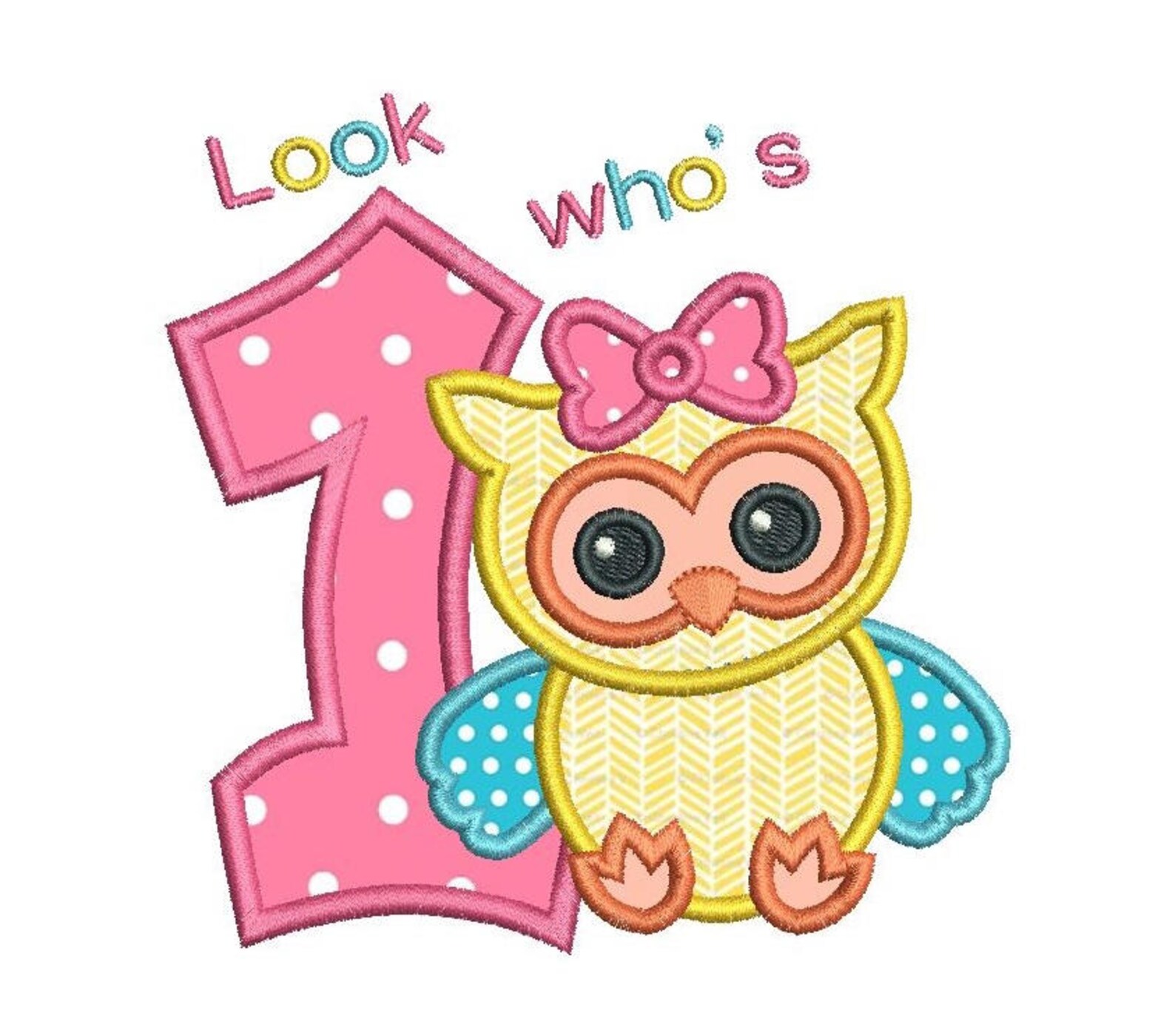 Girl's 1st Birthday Applique Embroidery Design, First Birthday, Cute ...