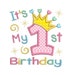 1st Birthday Embroidery Applique Design, Princess Crown, Baby Girl ...
